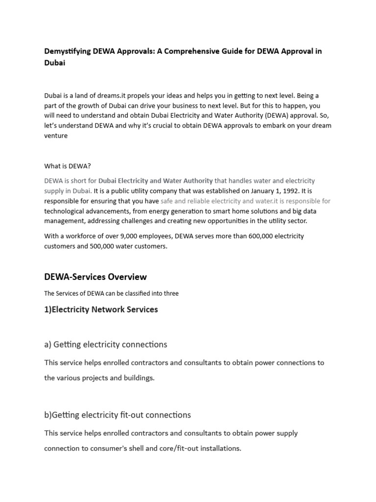 Demystifying DEWA Approvals | PDF | Public Utility