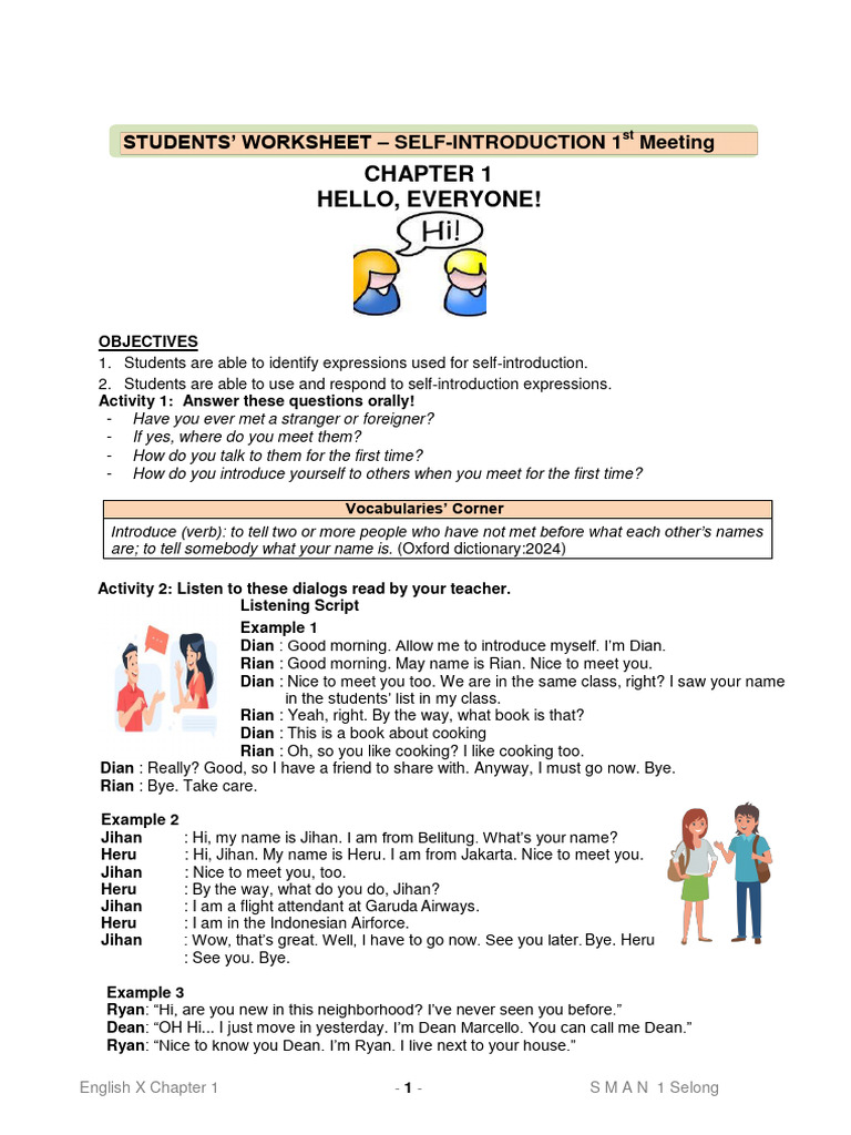 LKPD 1 Self-Introduction | PDF