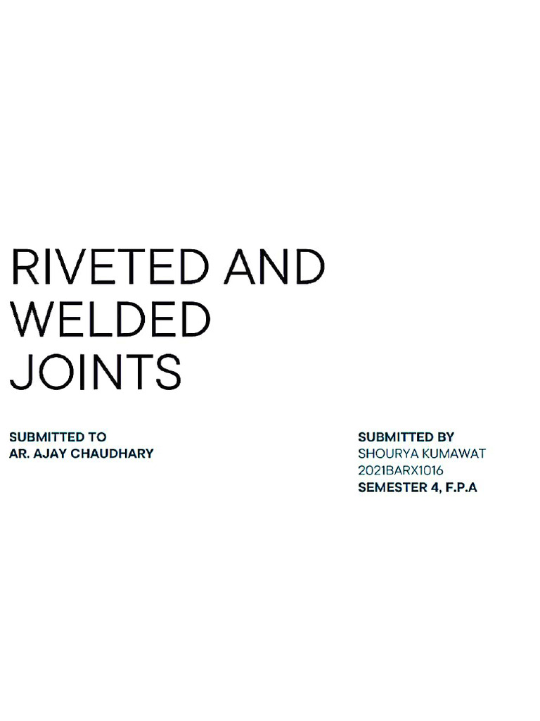 Riveted and Welded | PDF