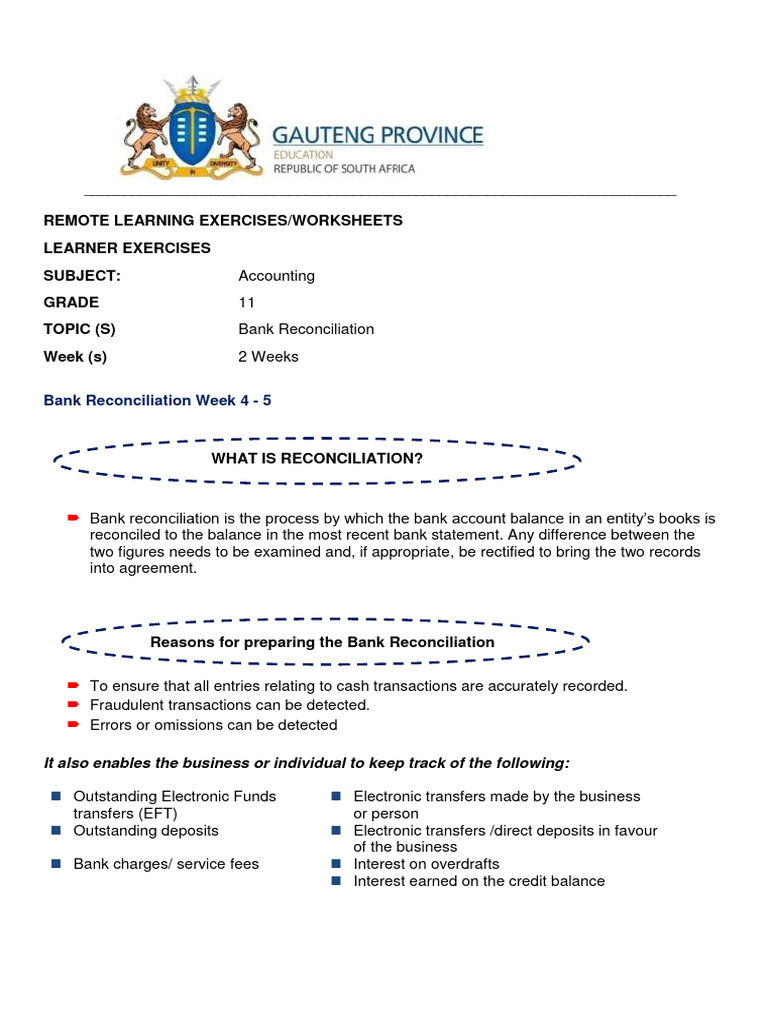 Learners Guide - Bank Recon | PDF | Debits And Credits | Banks