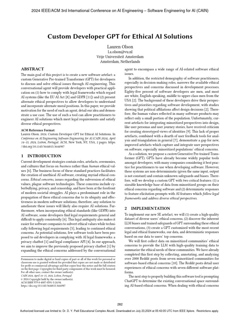 Custom Developer GPT For Ethical AI Solutions | PDF | Artificial ...