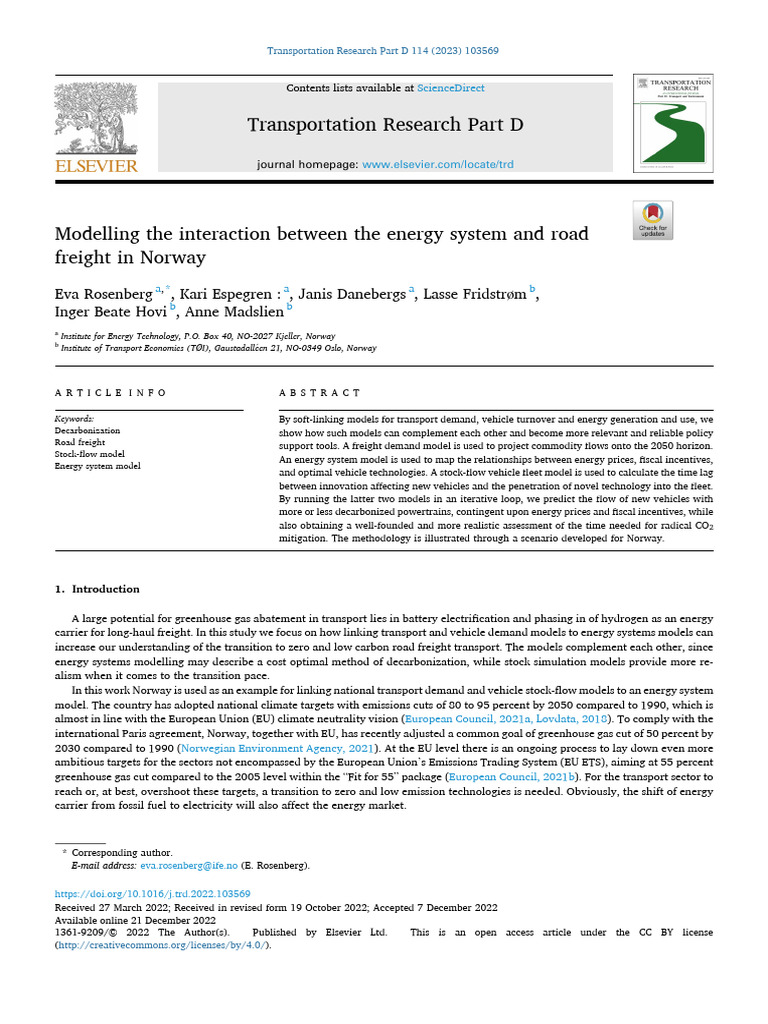 Modelling The Interaction Between The Ene - 2023 - Transportation ...