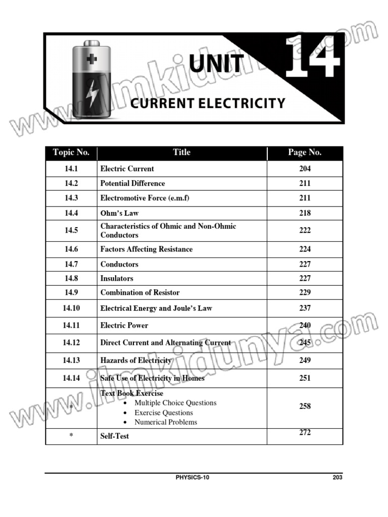 Physics Notes Class 10th Chapter 1 | PDF | Electric Current | Voltage
