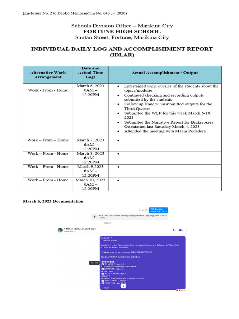 IDLAR - OLEGARIO - March 6-10, 2023 | PDF
