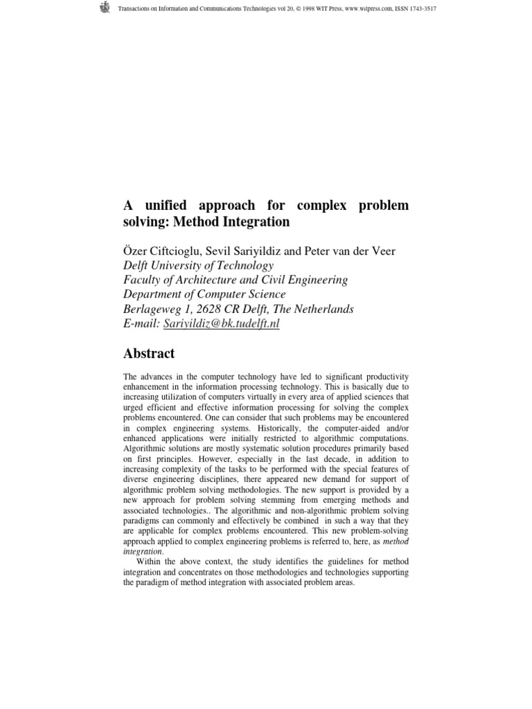 A Unified Approach For Complex ProblemSo | PDF | Wavelet | Genetic Algorithm