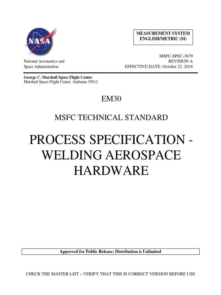 MSFC Spec 3679 | PDF | Welding | Construction