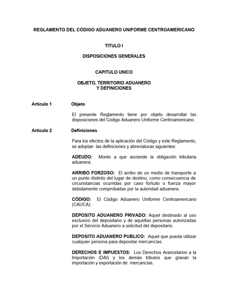 Reglamento Del Código Aduanero Uniforme Centroamericano | PDF | aduana | Arancel