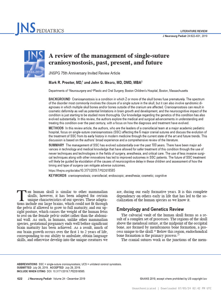J Neurosurg Pediatr Article p622 | PDF | Surgery | Skull