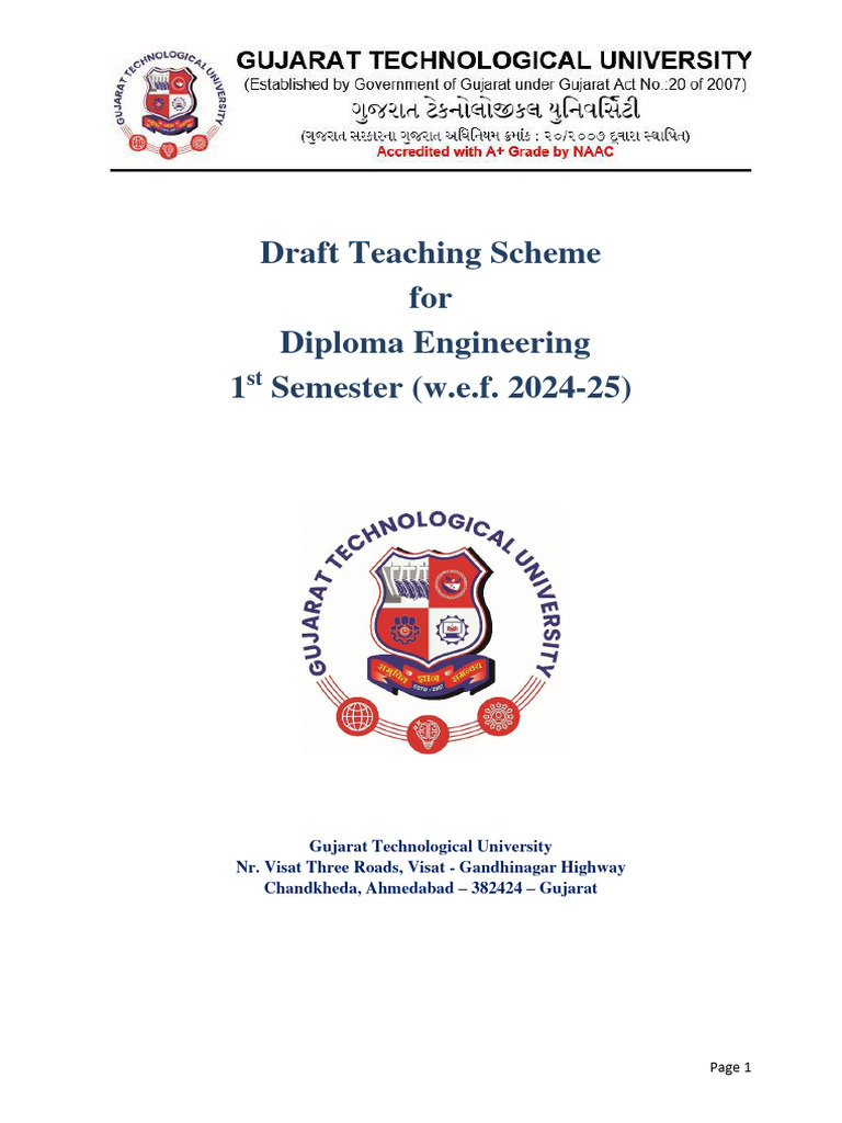 Diploma Engineering Draft Teaching Scheme W.E.F. 2024-25 - 989338 | PDF ...