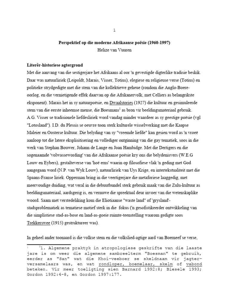 Perspektief Op Die Moderne Afrikaanse Po | PDF