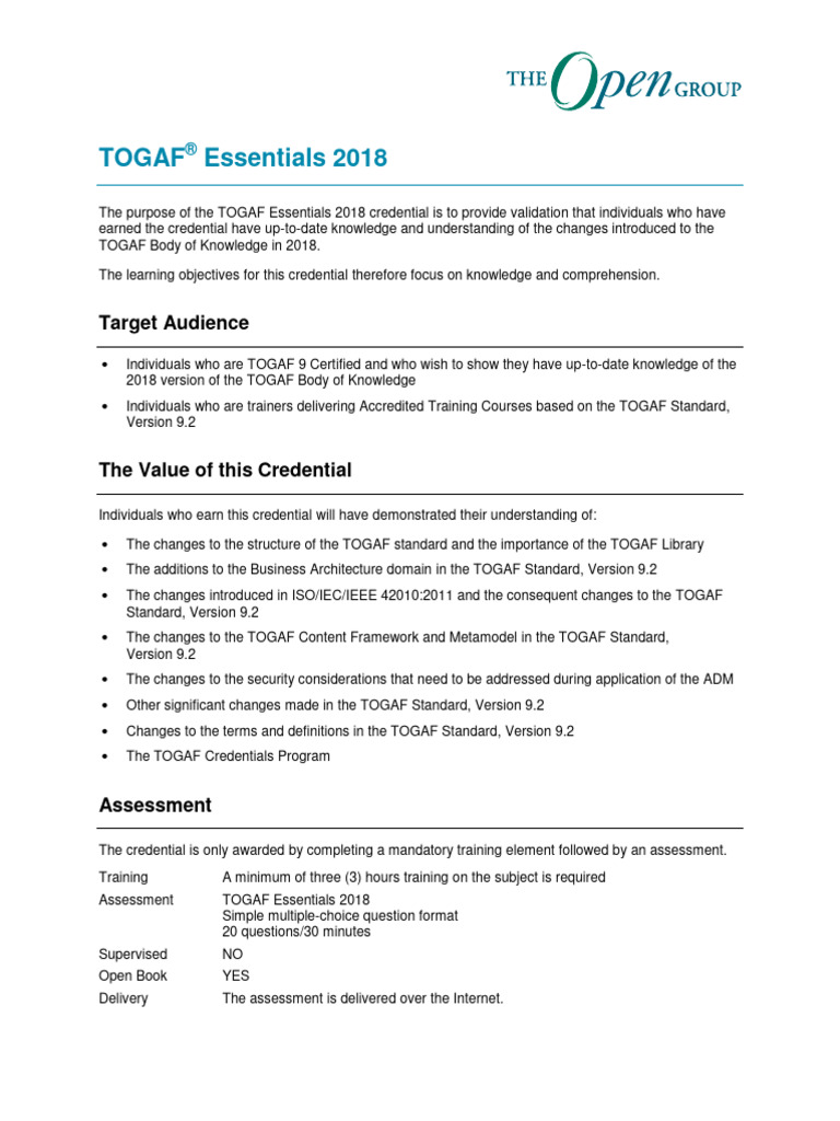 Togaf Essentials 2018 v1 | PDF