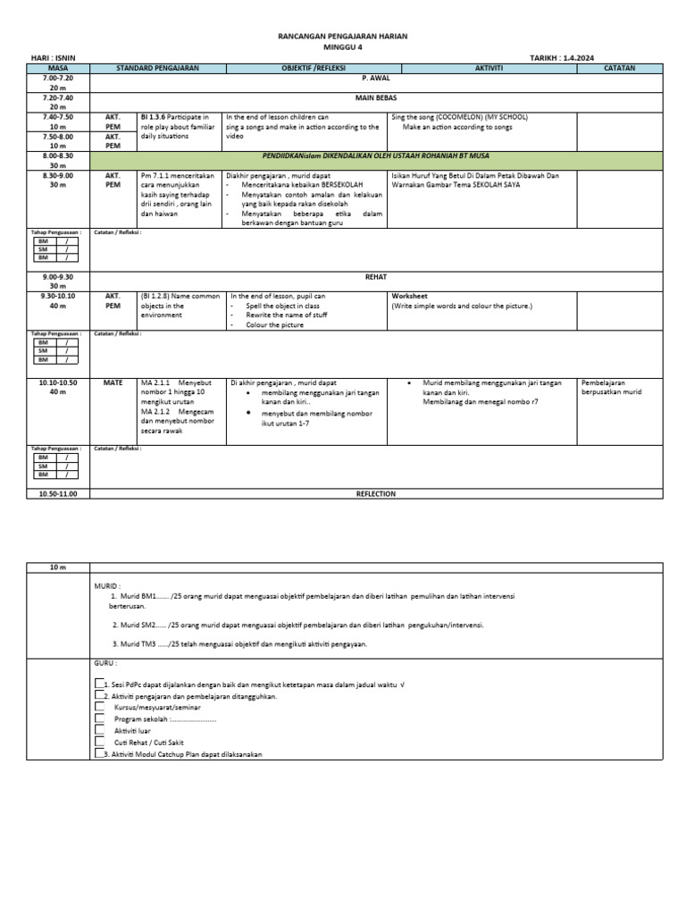 Minggu 4 Sekolah Saya 2024 | PDF