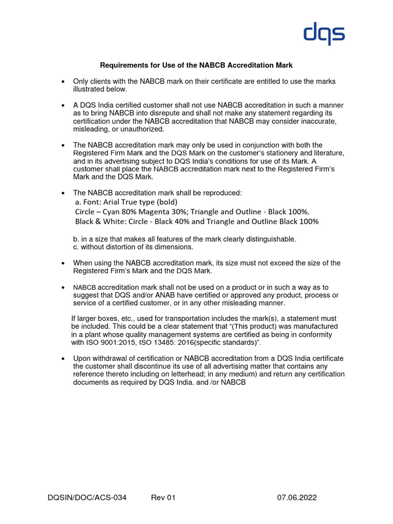 Requirements For Use of The NABCB Accreditation Mark (UrlLinkReference ...