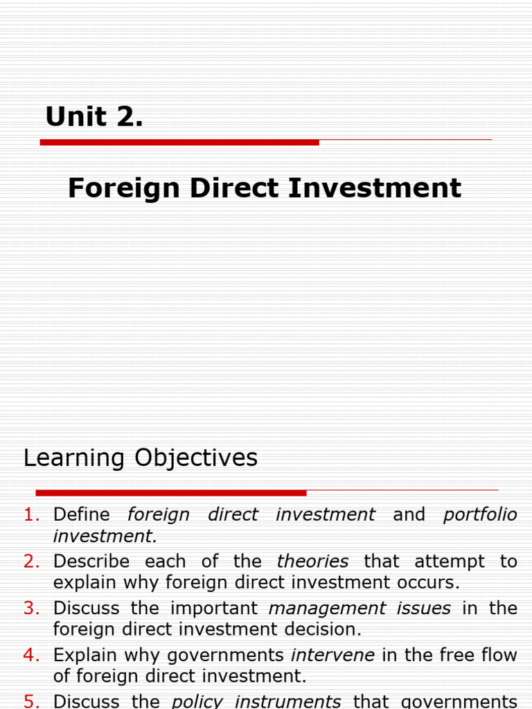 Unit 2 Foreign Direct Investment To Sts | PDF | Foreign Direct Investment | Investing