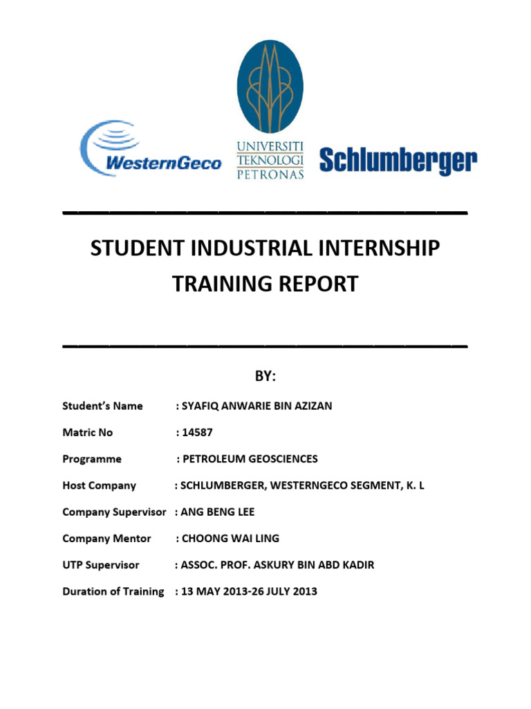 UTP Student Internship Report at Schlumberger | PDF