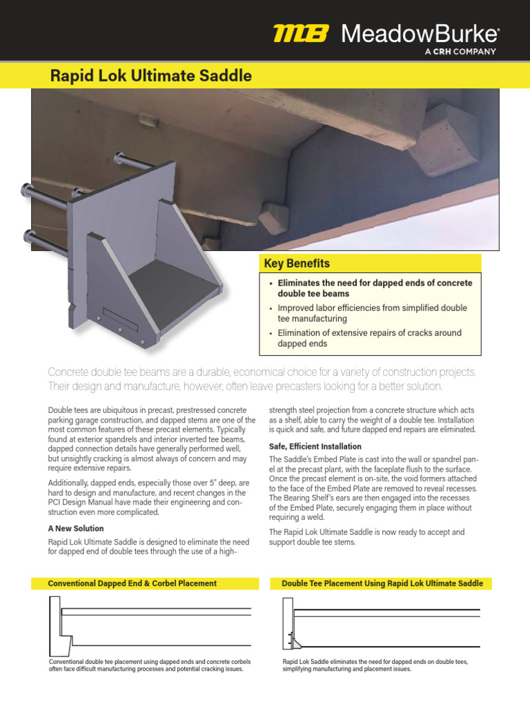 Rapid Lok Ultimate Saddle Overview | PDF | Precast Concrete | Concrete