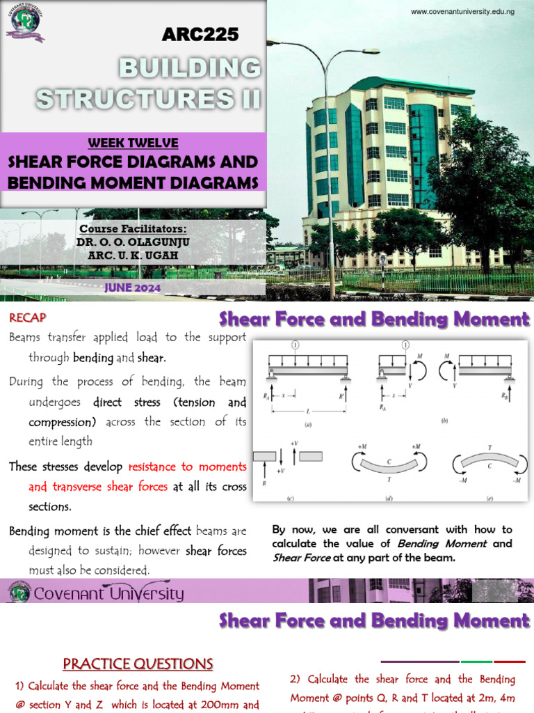 ARC225 - SFD and BMD - Week 12 | PDF | Bending | Beam (Structure)