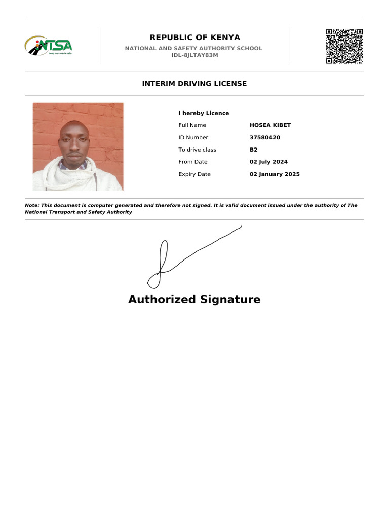IDL 8JLTAY83M Interim Driving License | PDF