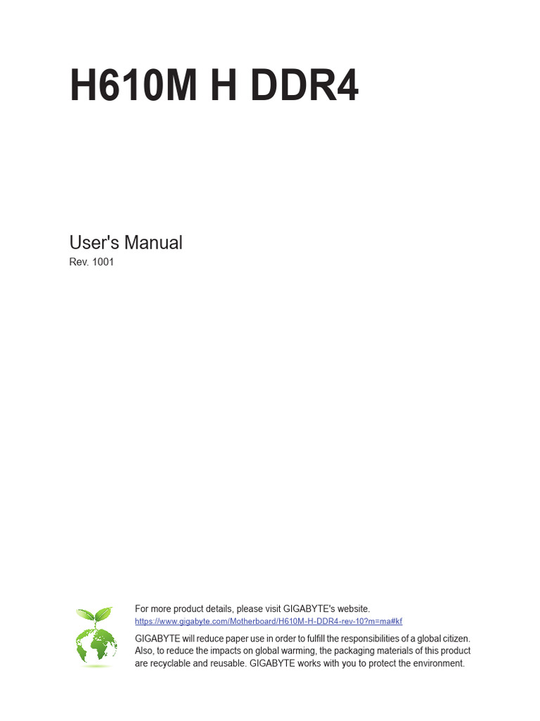 H610M H DDR4: User's Manual | PDF | Usb | Solid State Drive