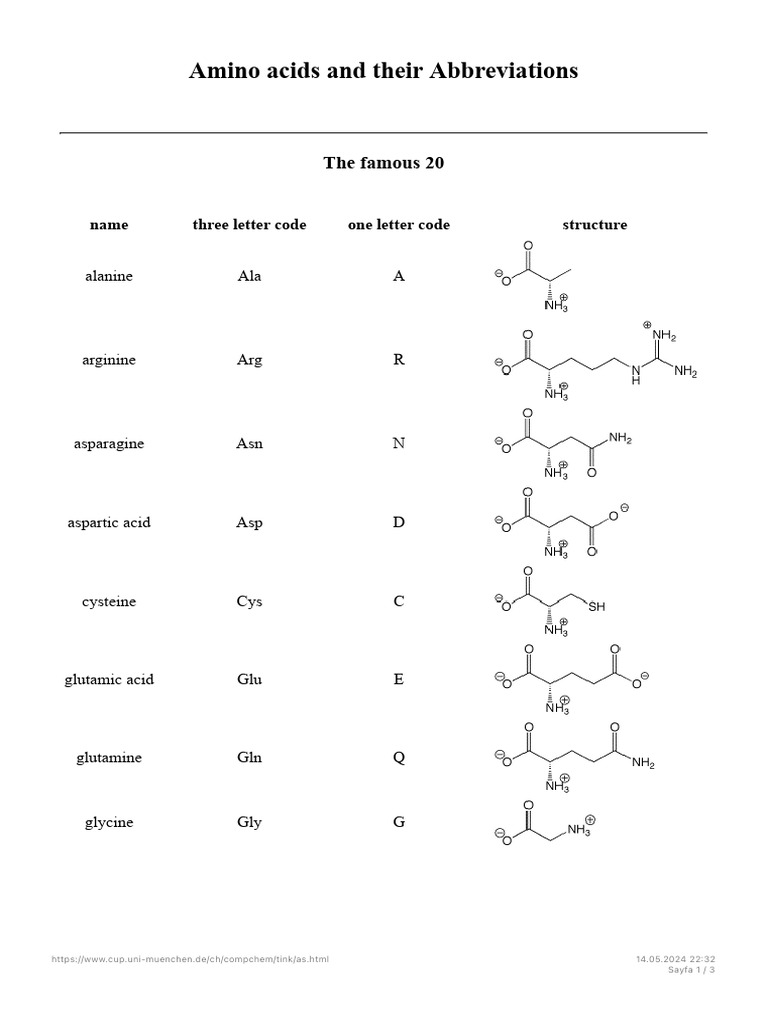 Amino Acids | PDF | Amino Acid | Functional Group