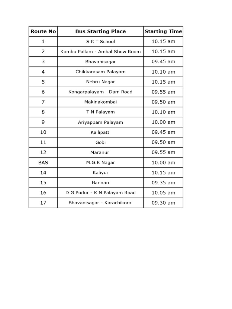 BAVN Bus Time Details | PDF BAVN Bus Time Details | PDF