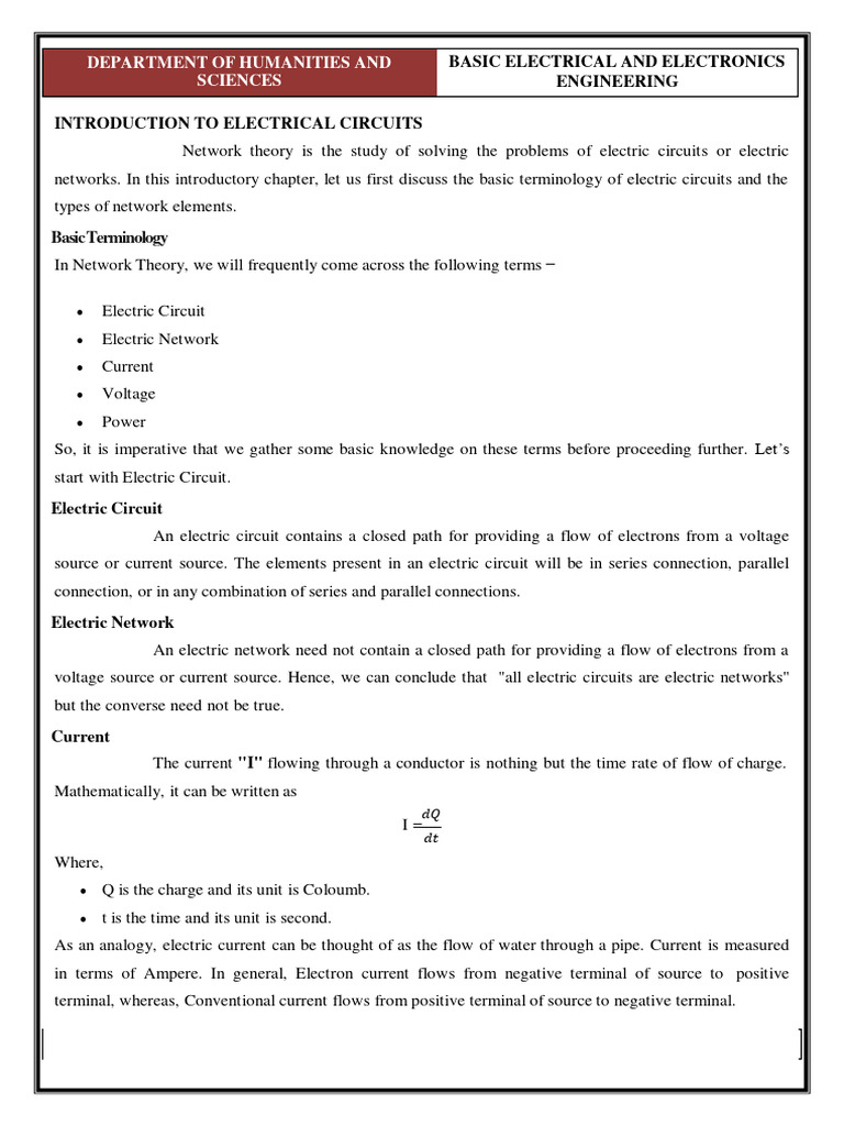 ECA I Unit 1 Material | PDF | Electrical Network | Series And Parallel ...