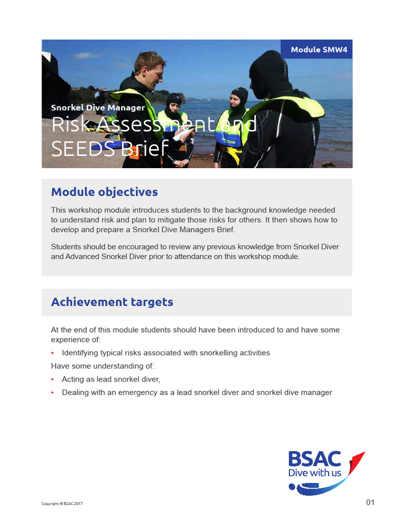 2smw4 Im Risk Assessment and Seeds Brief | PDF | Scuba Diving | Snorkeling
