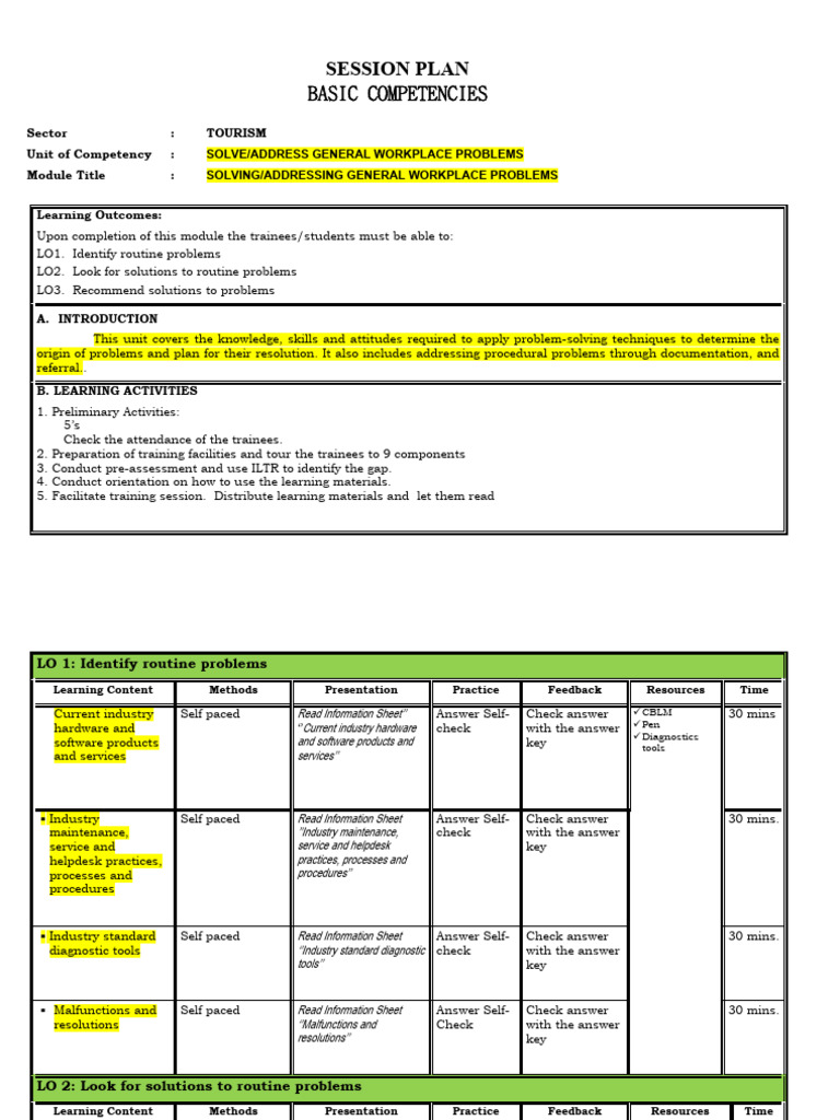 Solve Workplace Problems in Tourism | PDF | Cognition | Learning