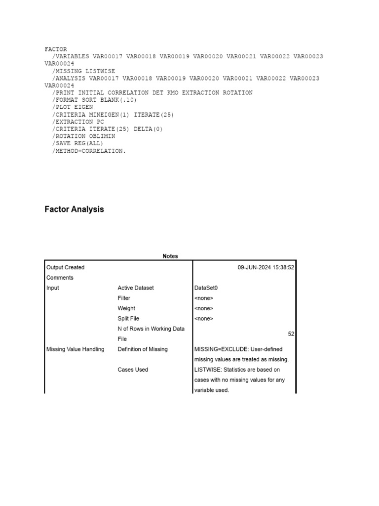 EFA (PCA-direct Oblimin) Output 02 | PDF | Principal Component Analysis ...