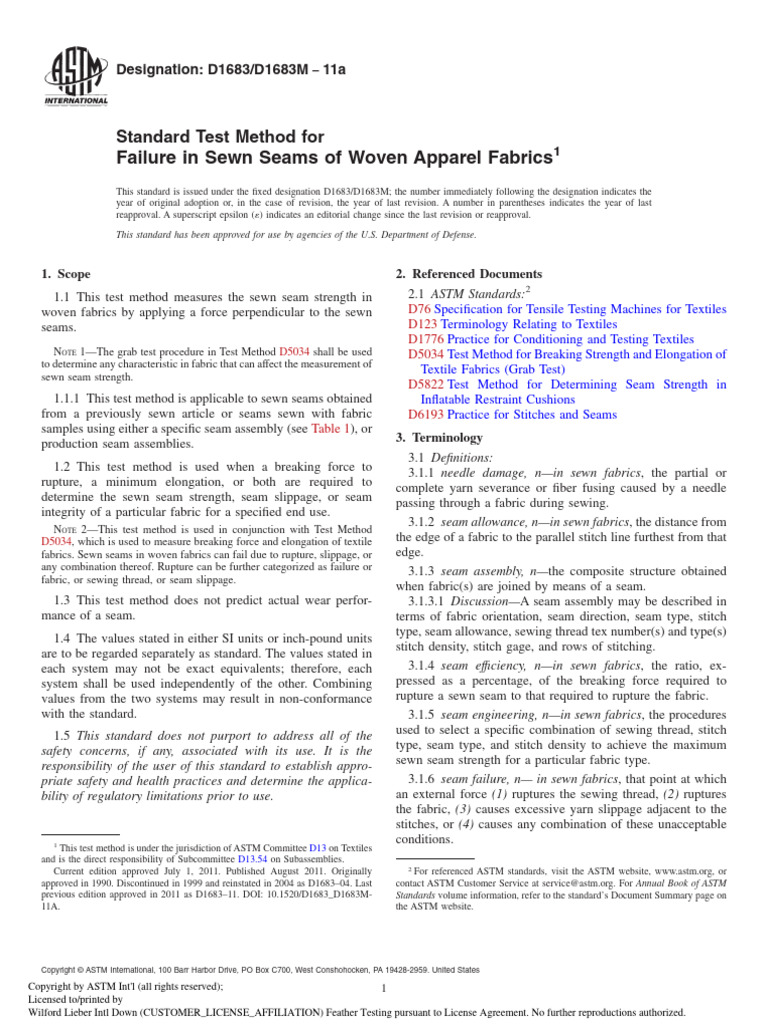 SOP - Seam Strength ASTM D1683 | PDF | Sewing | Textiles