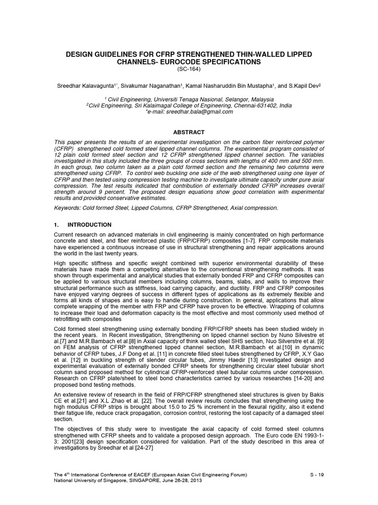 Design Guidelines For CFRP Strengthened Thin-Walled Lipped | PDF ...