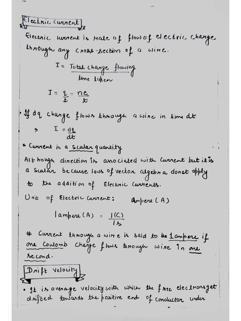 Current Electricity Notes Pdf