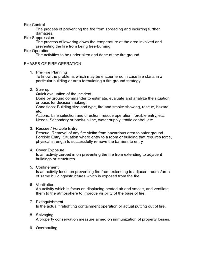 Phases of Firefighting | PDF | Firefighting | Fires