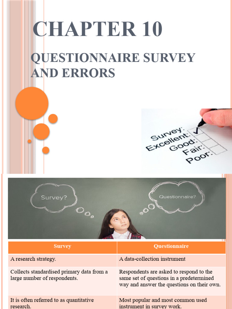 Chap10 Questionnaire Survey and Errors - Revised | PDF | Validity (Statistics) | Survey Methodology