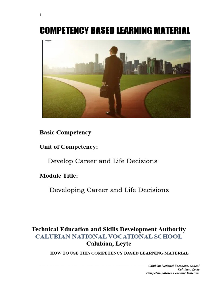 CBLM Develop Career and Life Decisions | PDF | Learning | Emotional Self Regulation