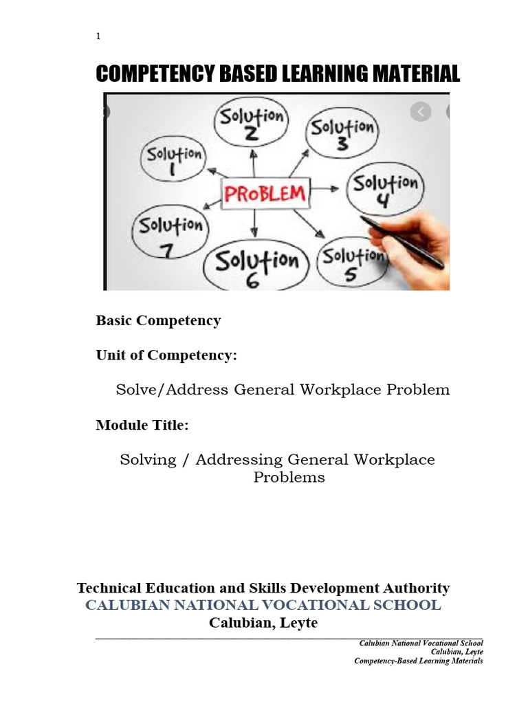 CBLM SolveAddress General Workplace Problems | PDF | Educational Assessment | Learning
