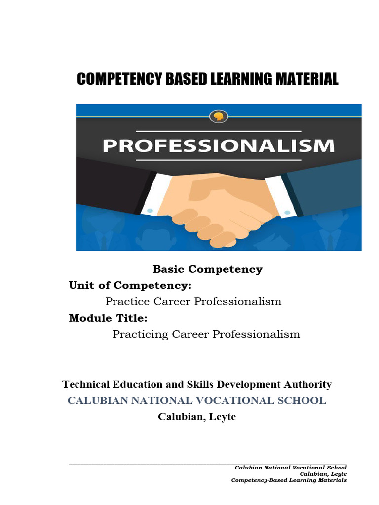 CBLM-Practice-Career-Professionalism | PDF | Goal | Psychology