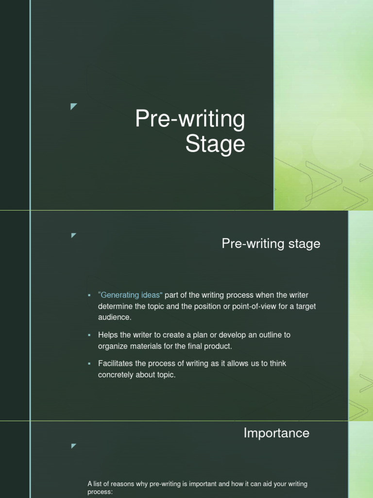 Pre Writing Stage | PDF | Brainstorming | Thought