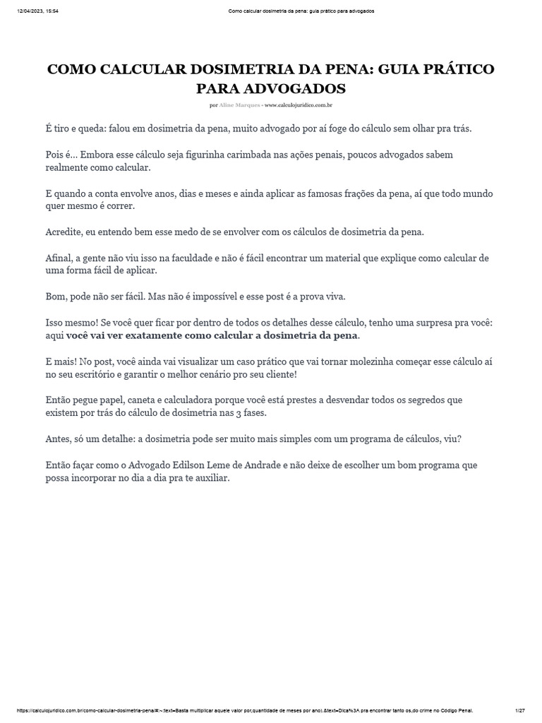 Como calcular dosimetria da pena_ guia prático para advogados ...