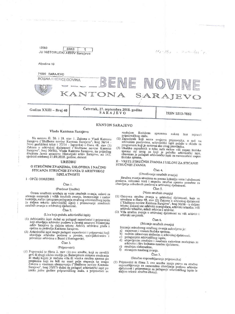 Uredba o Strucnim Zvanjima | PDF