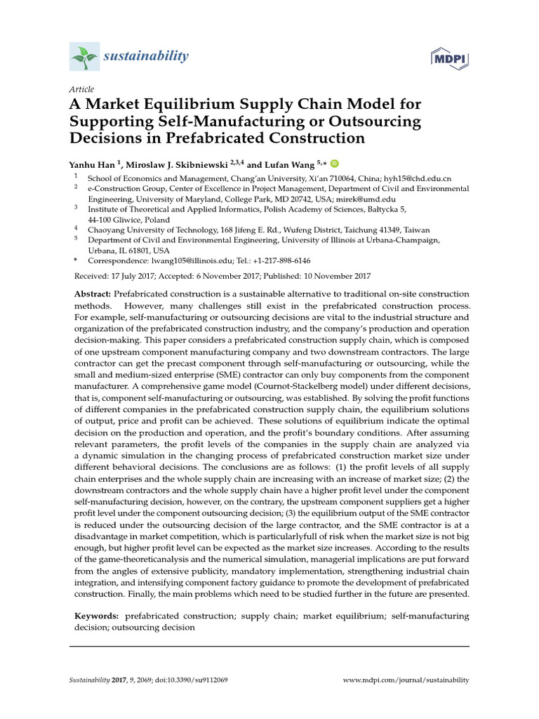 Supply Chain Model for Prefabricated Construction | PDF | Supply Chain ...