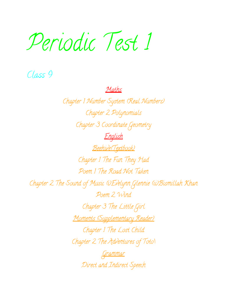 Periodic Test 1 | PDF