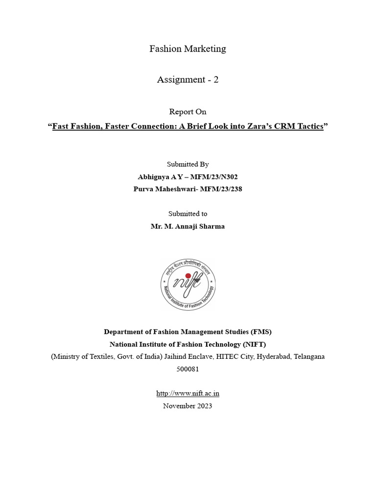 FM - Assignment 2 - Abhignya & Purva - ZARA CRM | PDF | Customer Experience | Market Segmentation