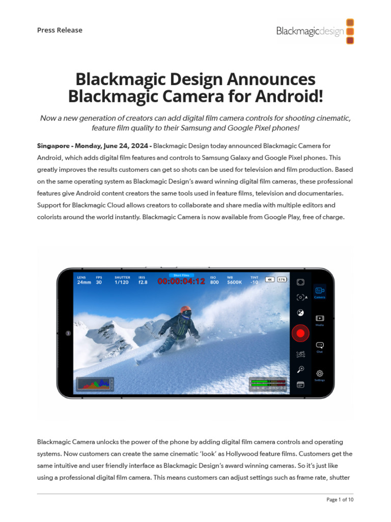 BlackmagicDesignPR 20240624 01 | PDF | Camera | Computer File