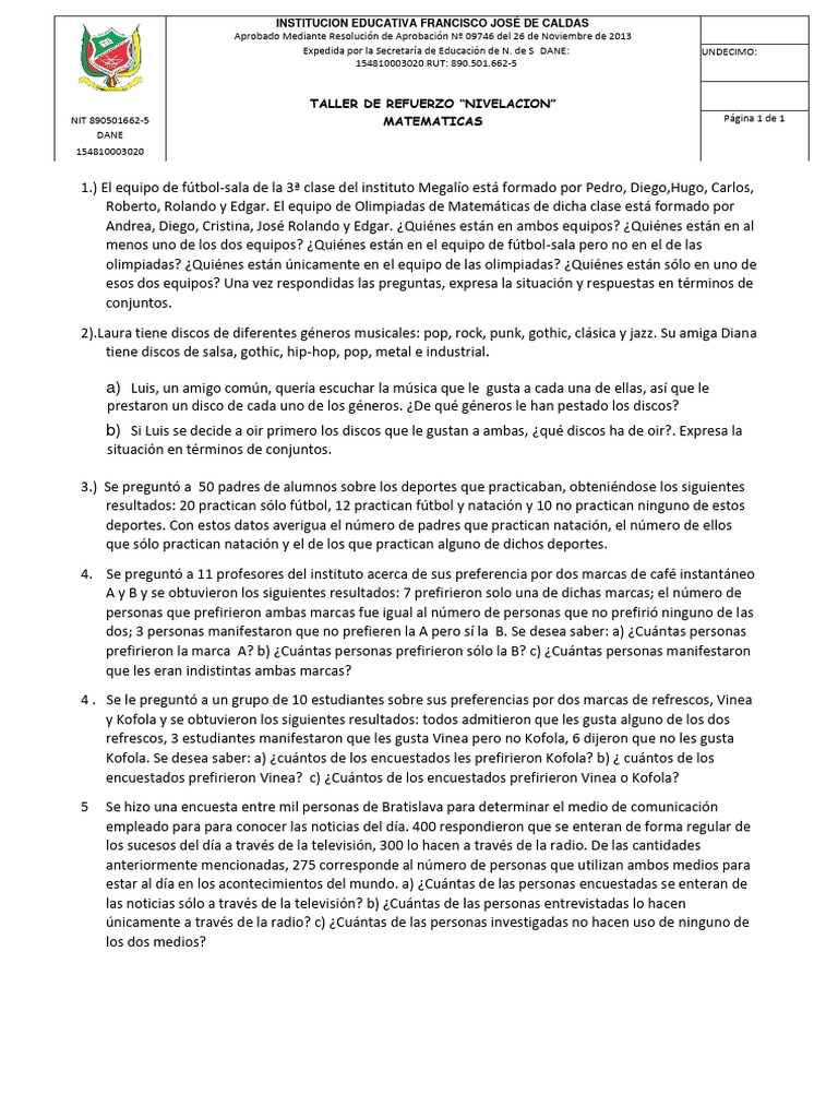 Taller Refuerzo Conjunto | PDF