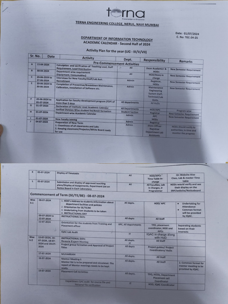 Academic Calendar | PDF | Engineering | Science