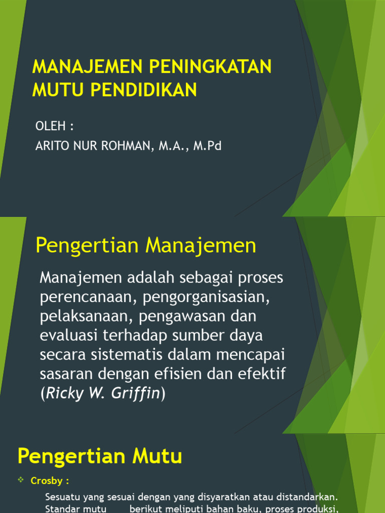 Manajemen Peningkatan Mutu Pendidikan | PDF