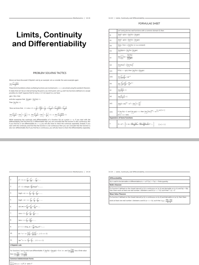 Limits Formulae | PDF | Mathematical Analysis | Calculus