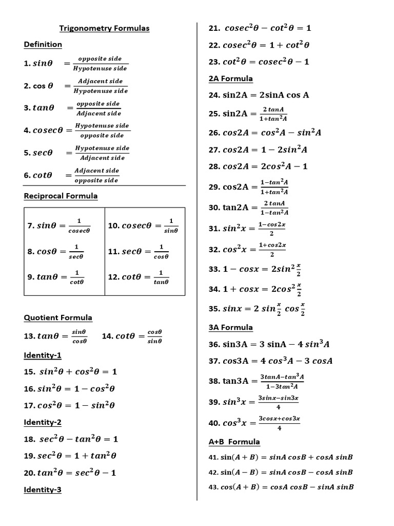 All Formula PDF Function Mathematics Equations
