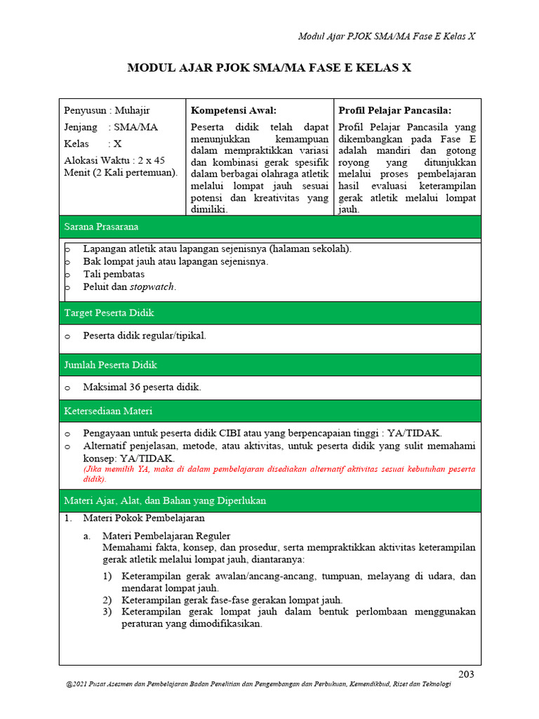 07 Modul Ajar Lompat Jauh - 27 - 07 - 2021 - Oke | PDF